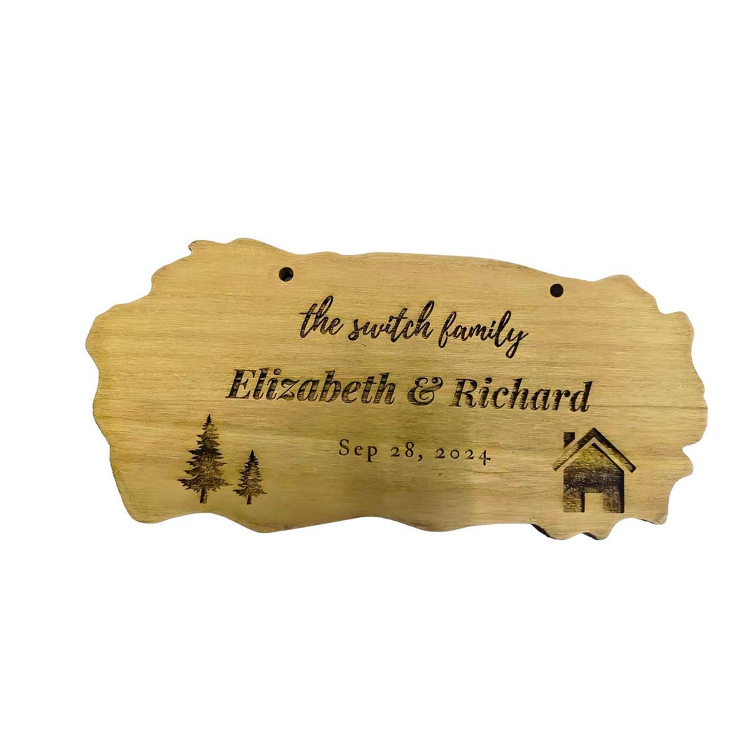 Custom Solid Wood Engraved Sign, Personalized Family Name Sign, Wedding ...