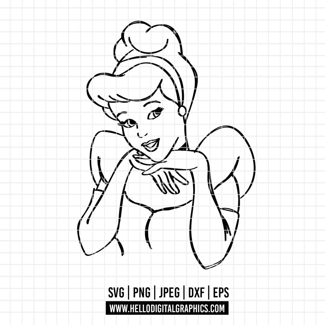2434 Cinderella Outline SVG, PNG, EPS Disneyy Princess Cinderella ...