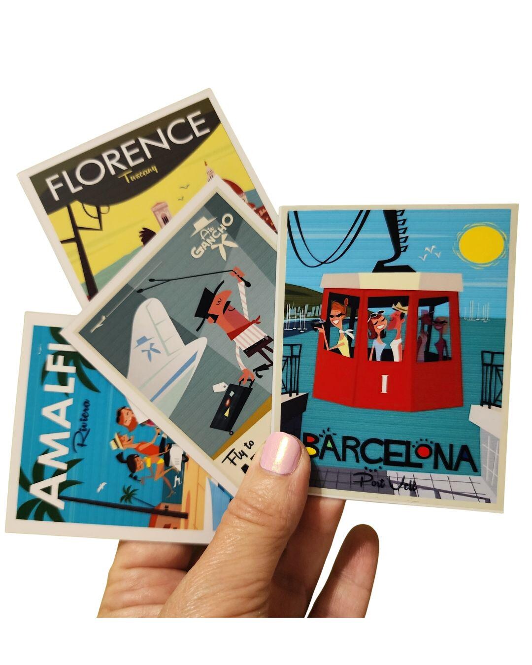 Retro Travel Flex Magnets Mid Century Travel Magnets Retro Airline Art ...