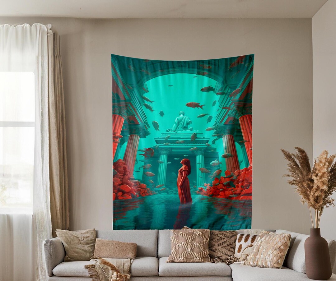 Ocean Tapestry Wall Decor, Aquarium Decor Tapestry, Tropical Fish Retro ...