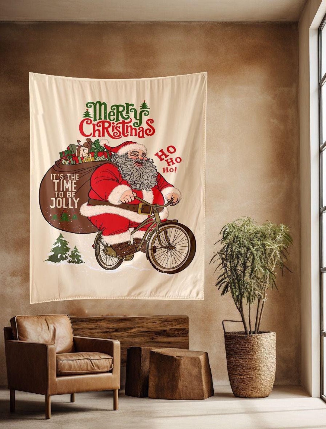 Large Vintage Santa Claus Wall Art, Large Christmas Wall Decor, Wall ...