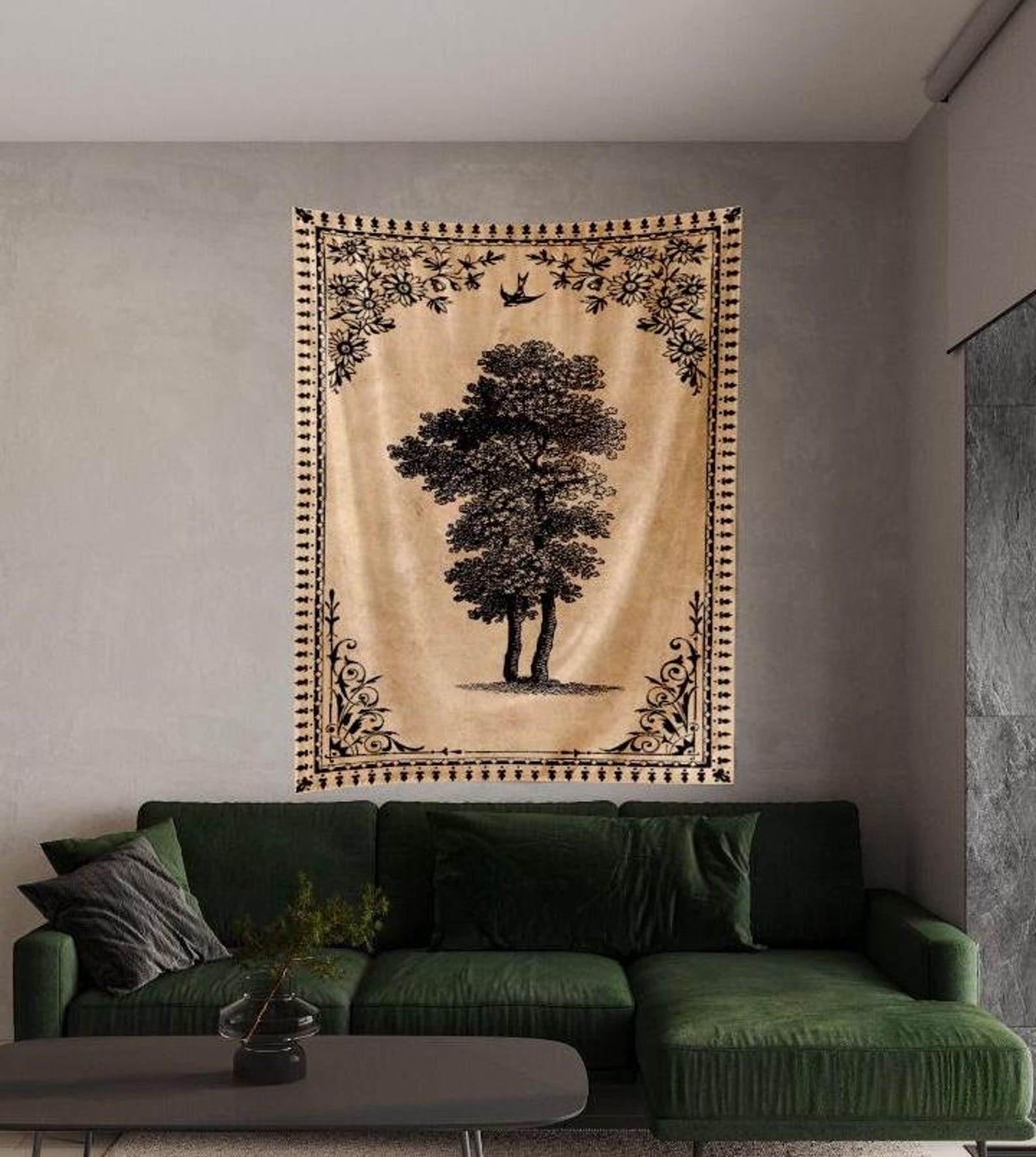 Tree of Life Woven Tapestry, Vintage Forestcore Woodland Aesthetic ...
