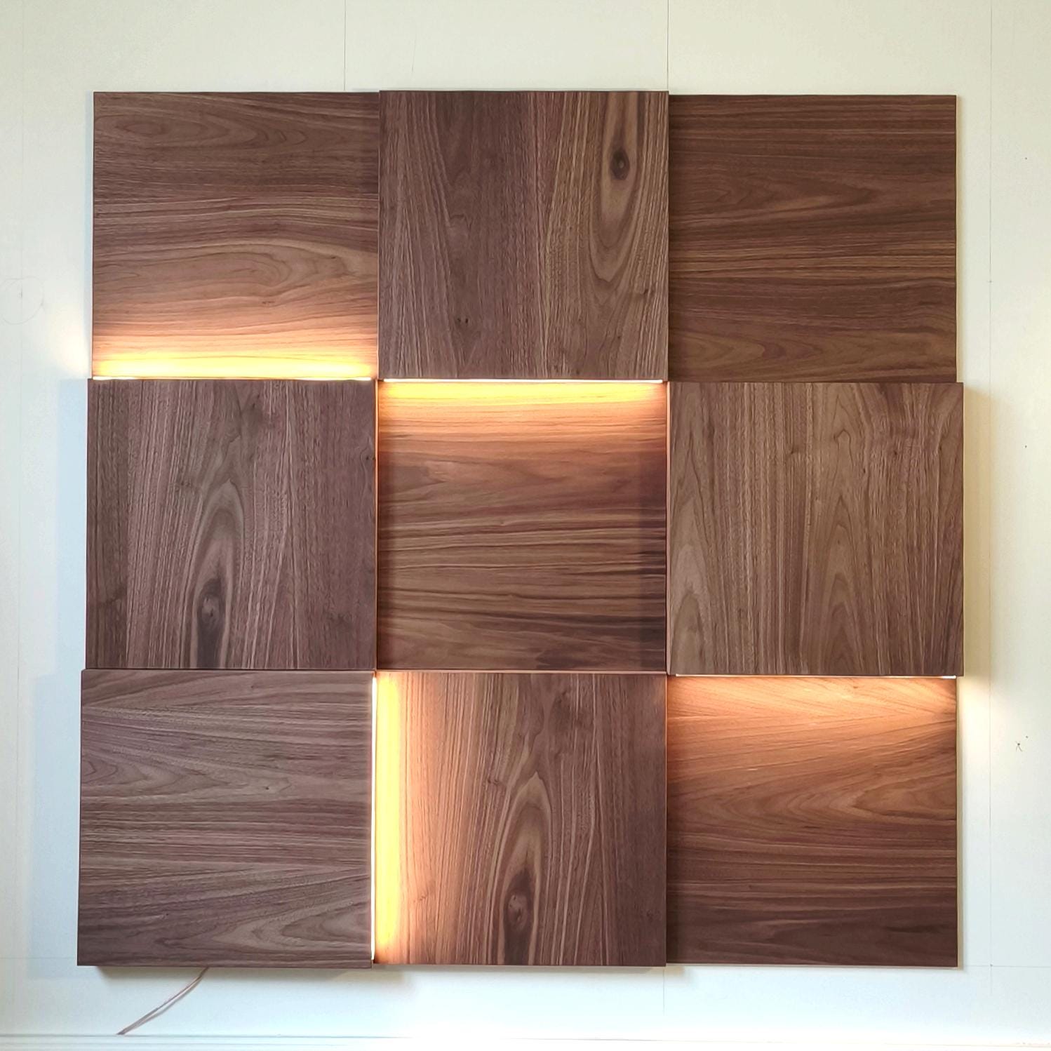 Exclusive 3D Walnut Wood Wall Panels With Backlight – Wood Paneling ...
