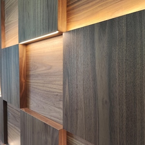 Exclusive 3D Walnut Wood Wall Panels With Backlight – Wood Paneling ...