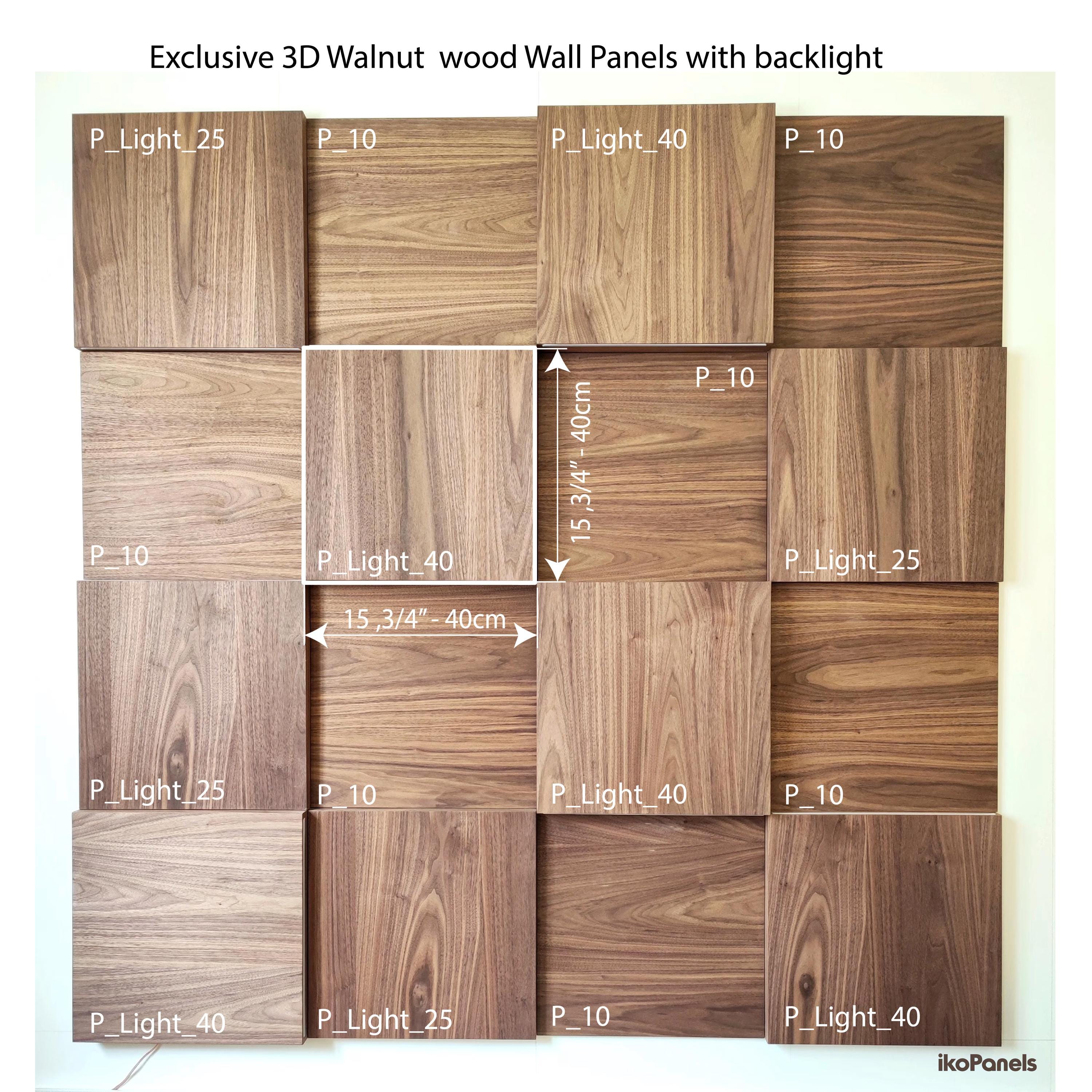 Exclusive 3D Walnut Wood Wall Panels With Backlight – Wood Paneling ...
