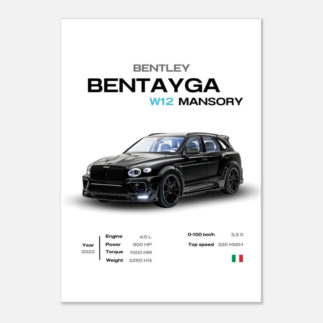 Bentley Bentayga W12 Mansory Poster - Etsy
