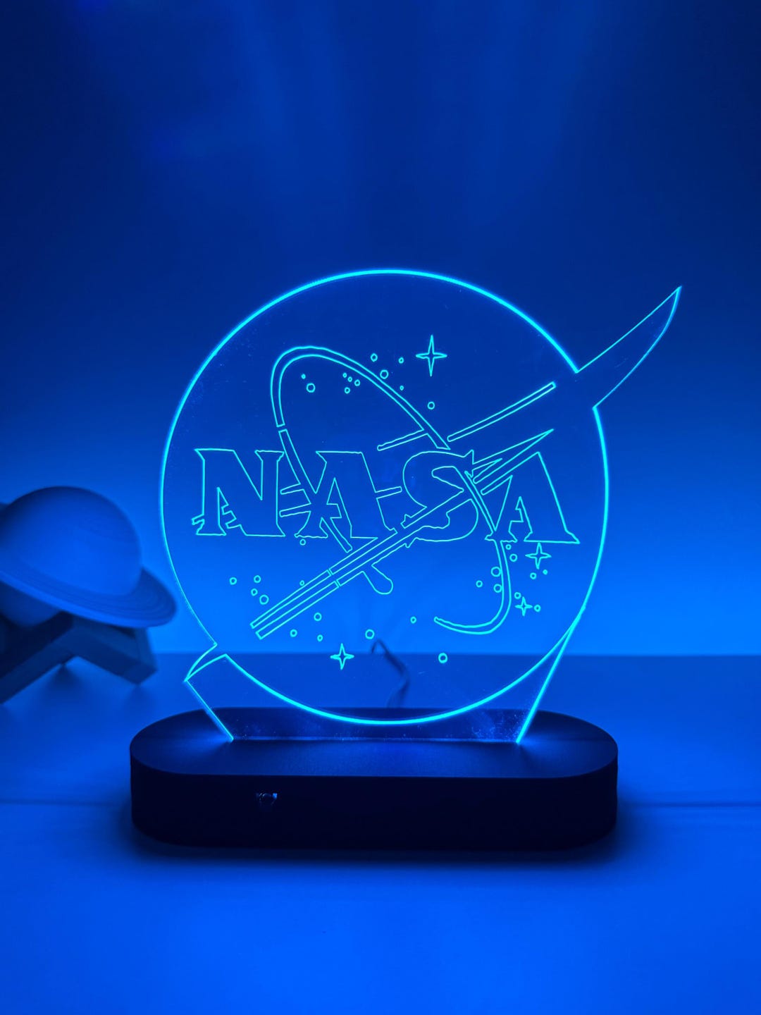 Nasa Logo W/color Change LED Light, Space Age Desk Lamp, Nasa Logo RGB ...