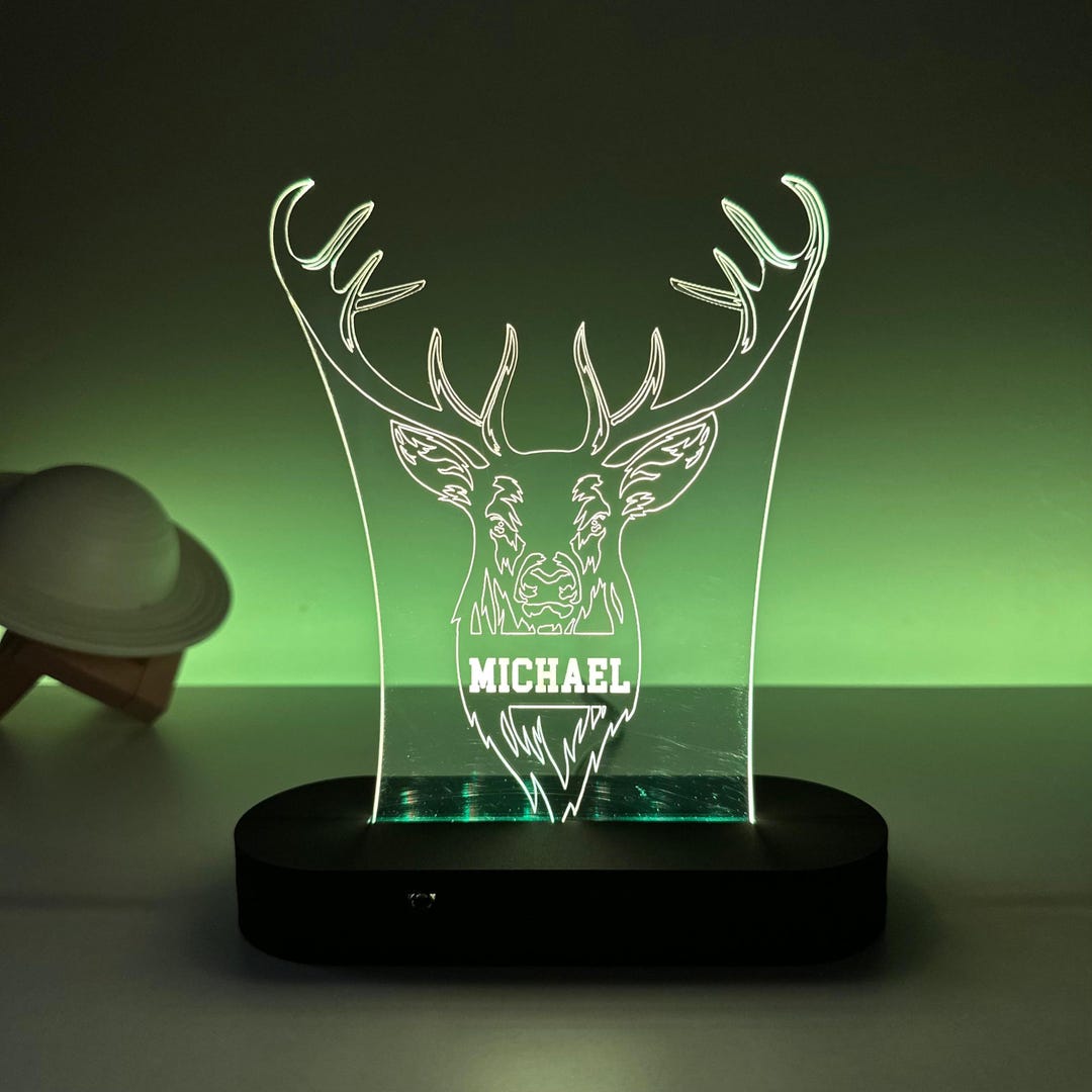 Customizable Deer Hunting RGB Desk Lamp, Farmhouse Light Decor, Custom ...