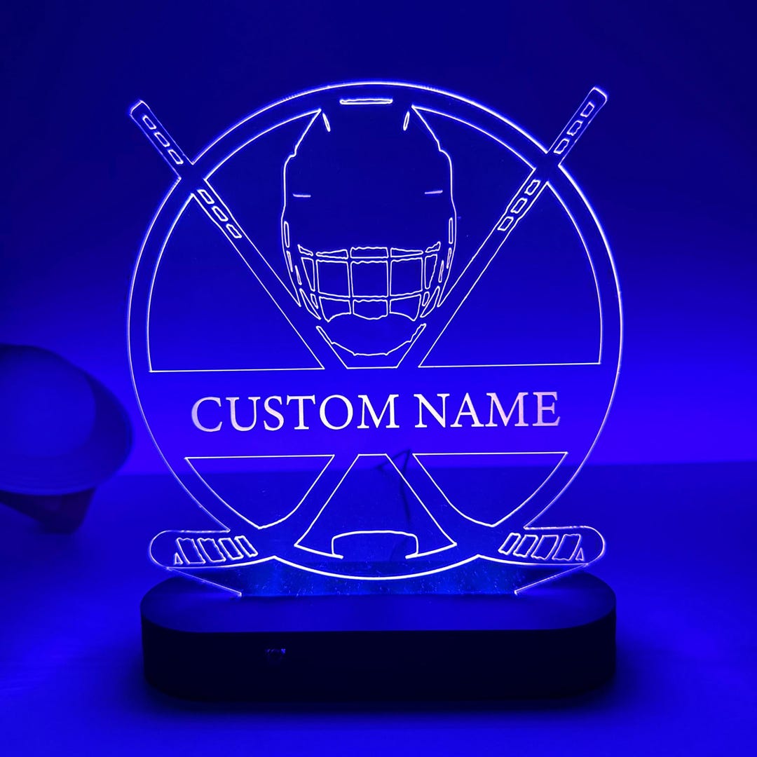 Personalized Ice Hockey RGB LED Lamp, Hockey Player Name Light, Hockey ...