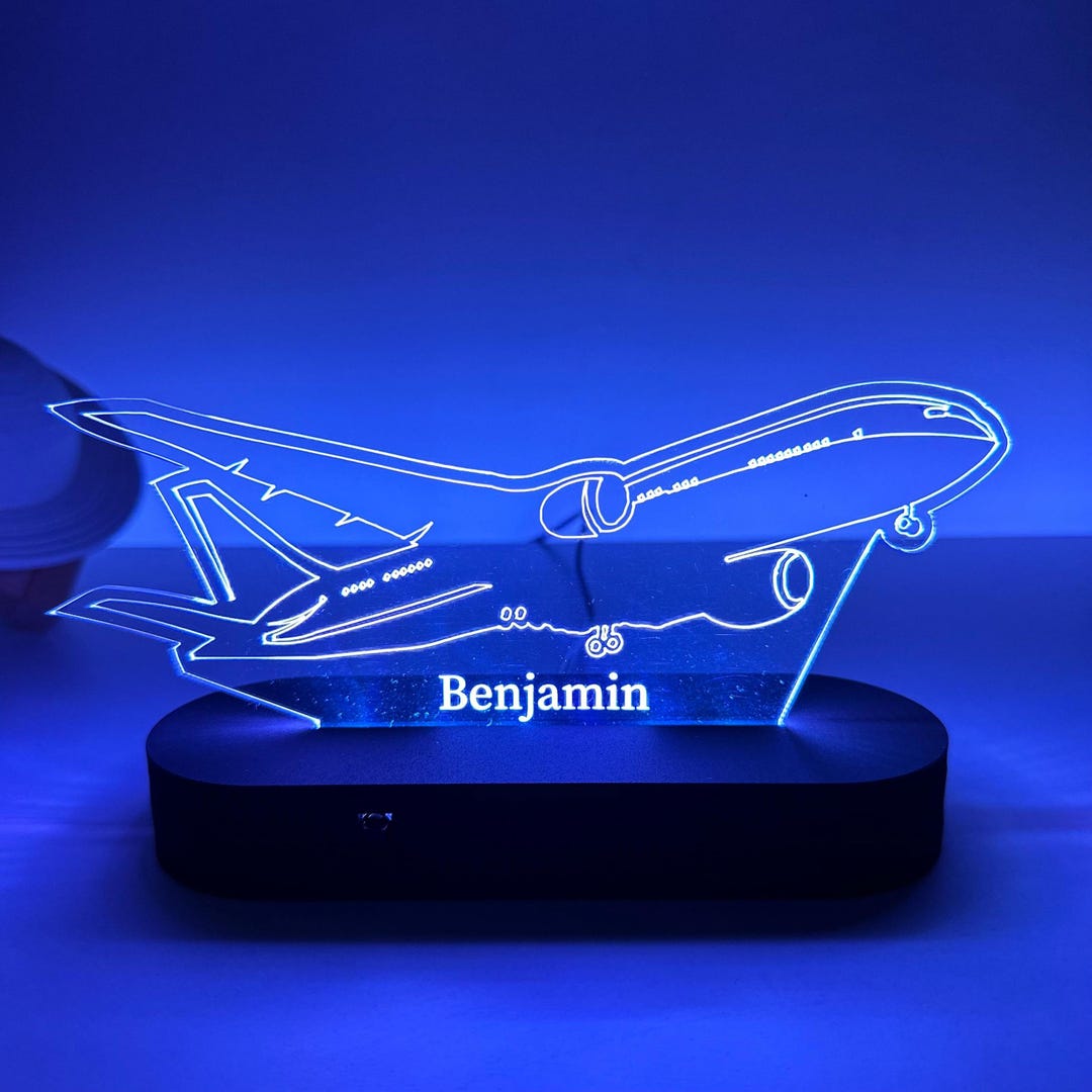 Personalized Airplane RGB Night Light, Gift for Aviation Lovers, Pilot ...