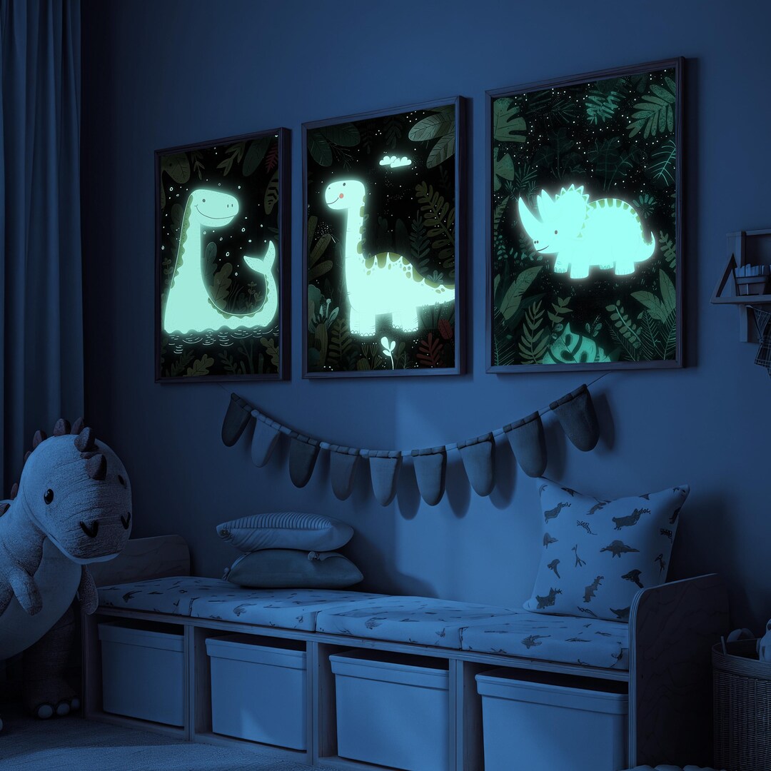 Glow in the Dark Brontosaurus Print: Jurassic Nursery Wall Art - Etsy