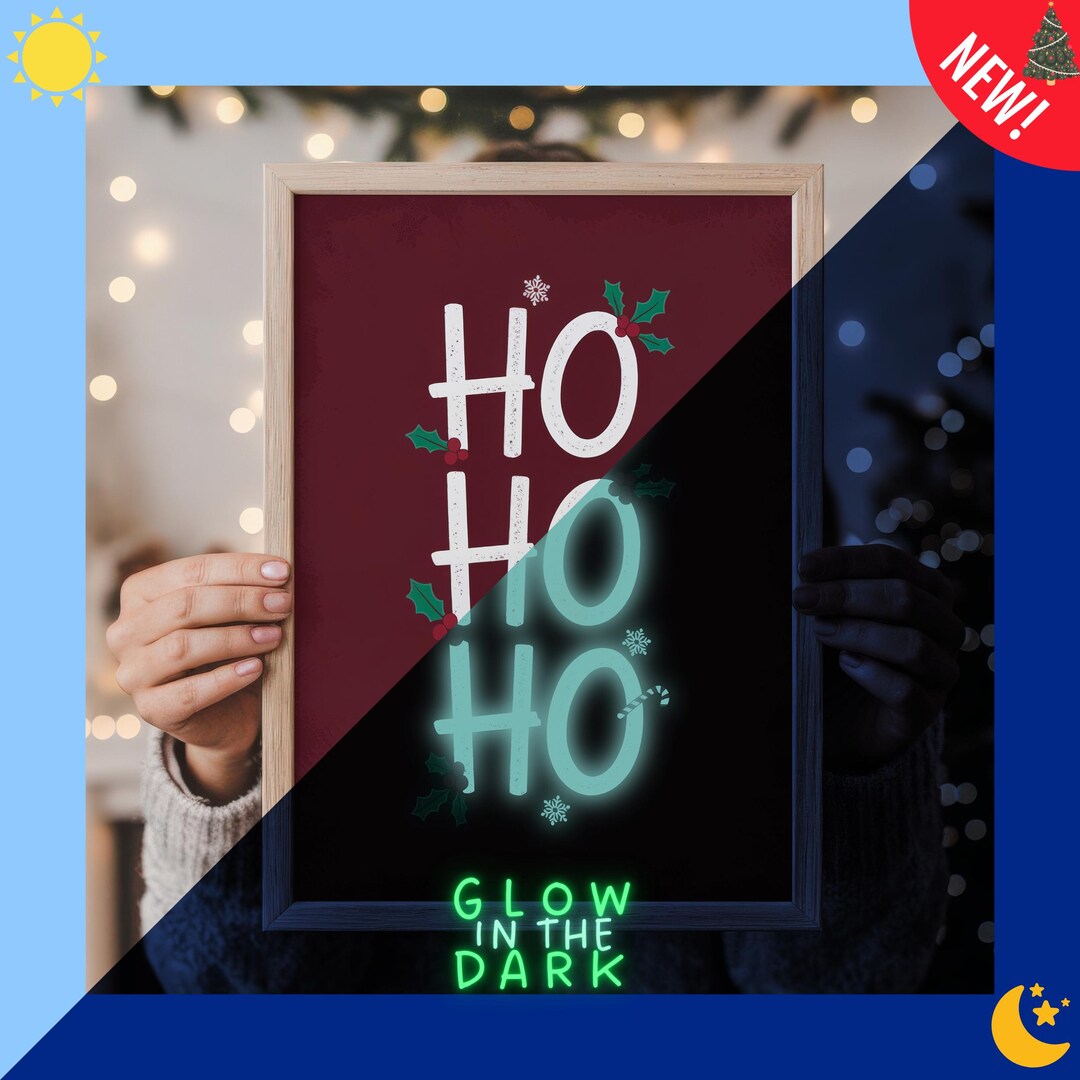 Christmas Wall Art, Ho Ho Ho Poster, Holiday Decor, Santa Claus Print ...