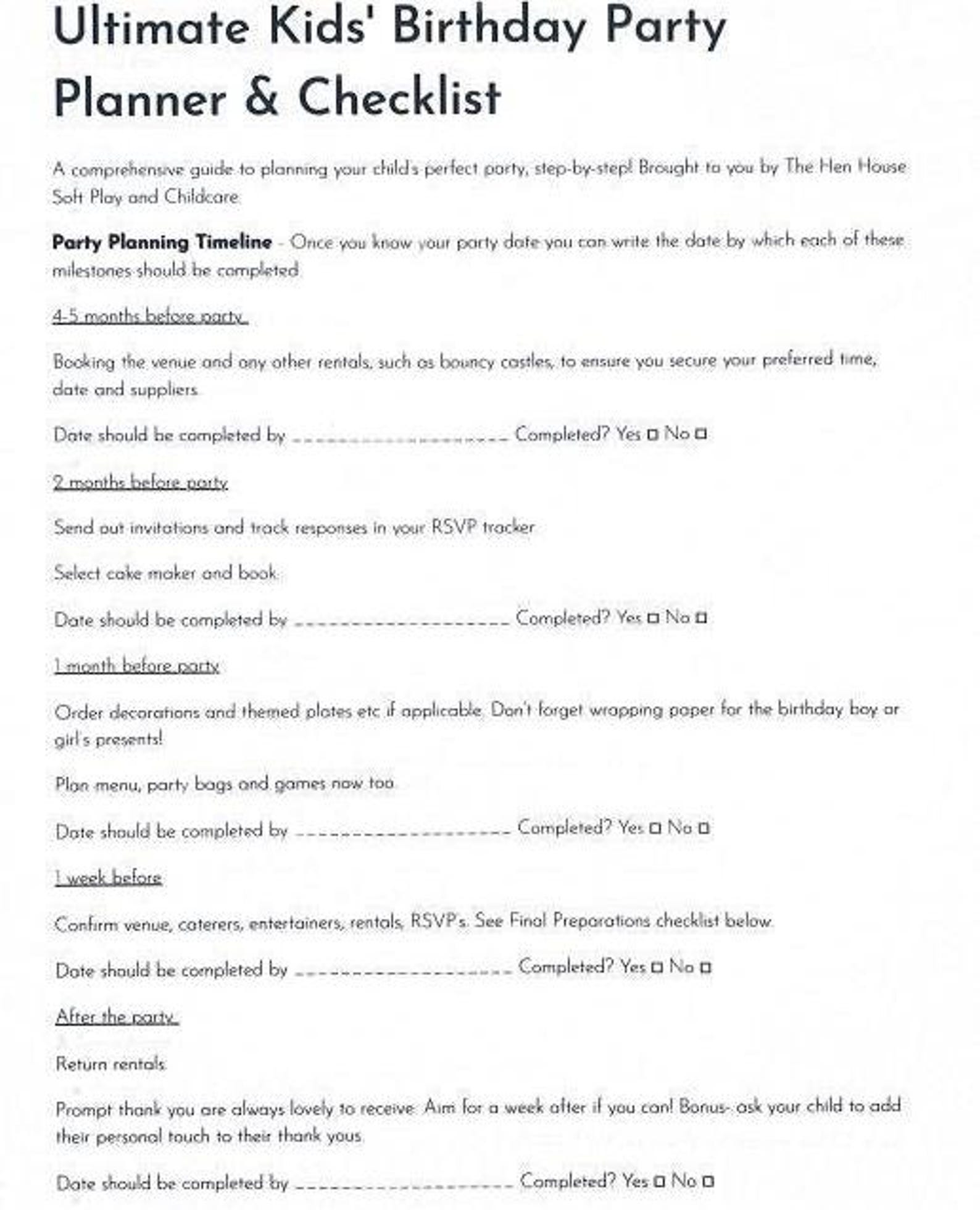 Ultimate Kids Party Planner & Checklist - Etsy