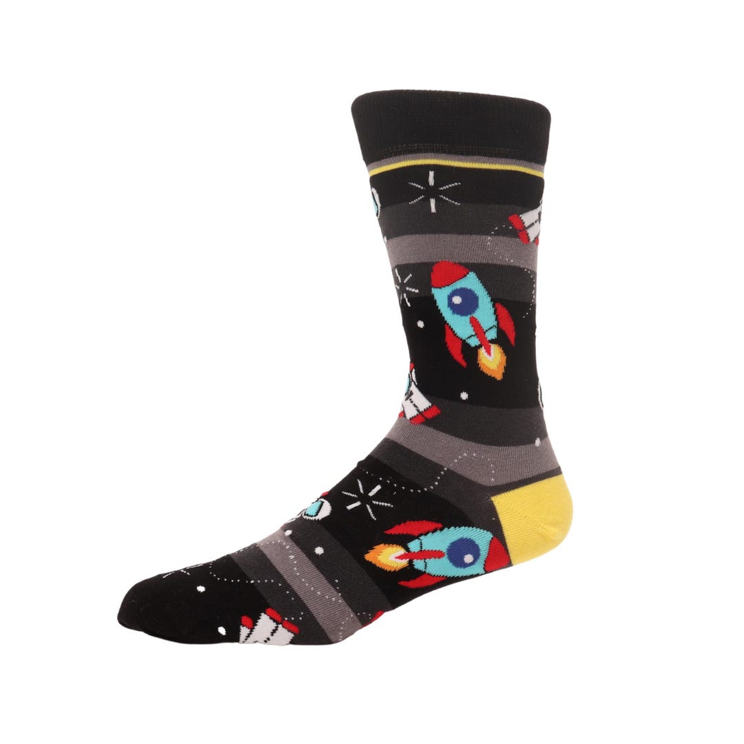Men's Space Socks | Fun Cosmic-themed Crew Socks | Colorful Stars ...