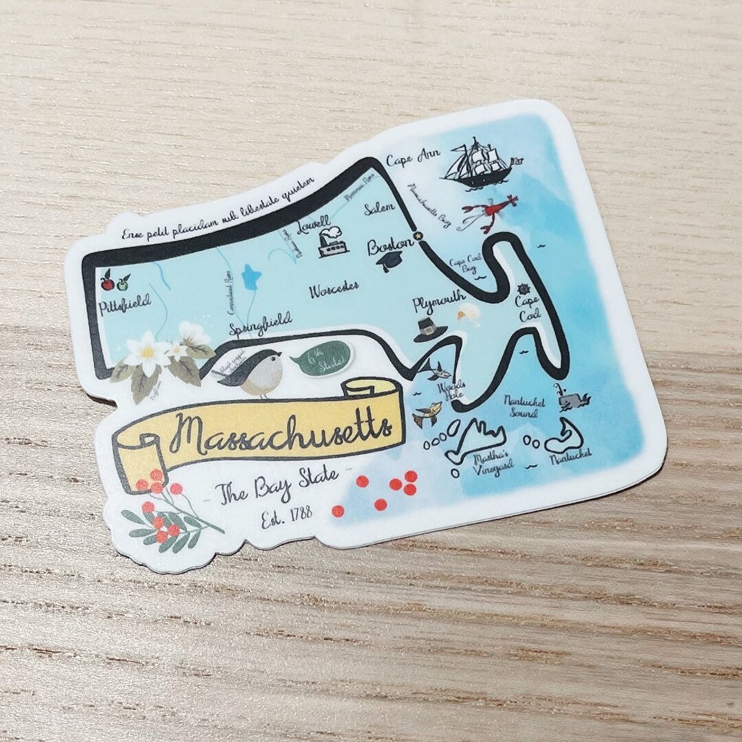 Massachusetts State Vinyl Sticker - Etsy