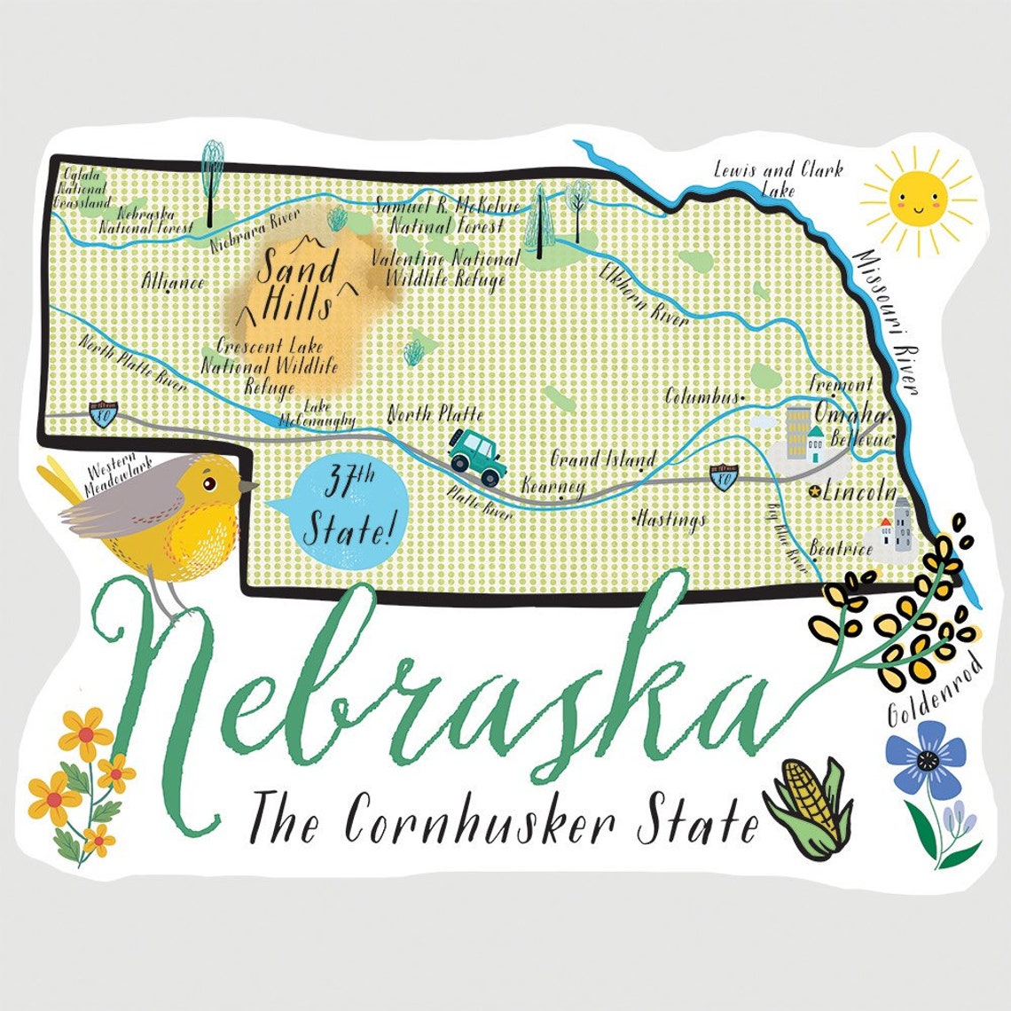 Nebraska State Vinyl Sticker - Etsy