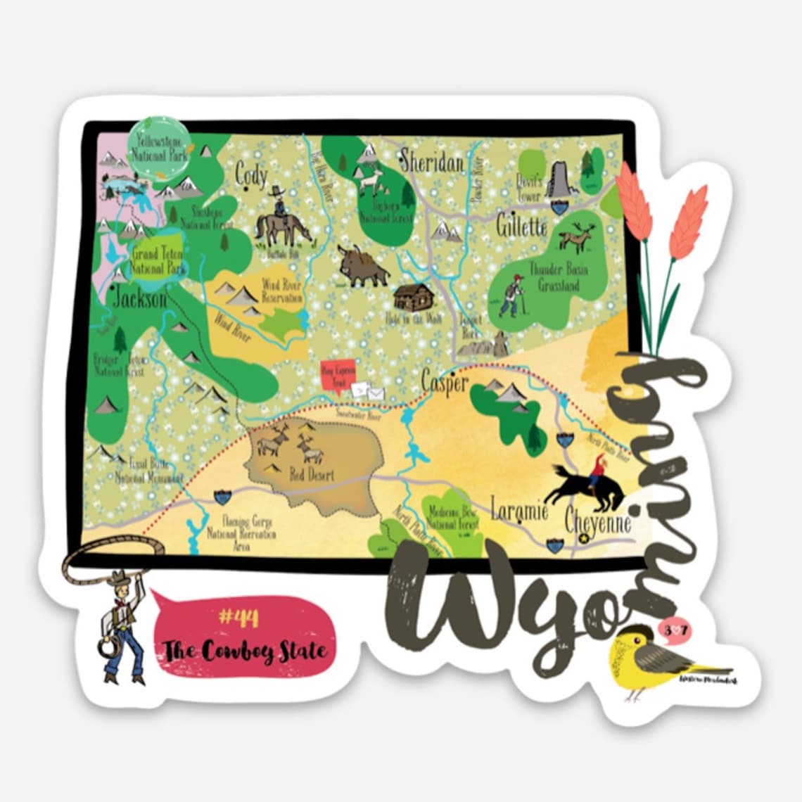 Wyoming State Vinyl Sticker | Etsy