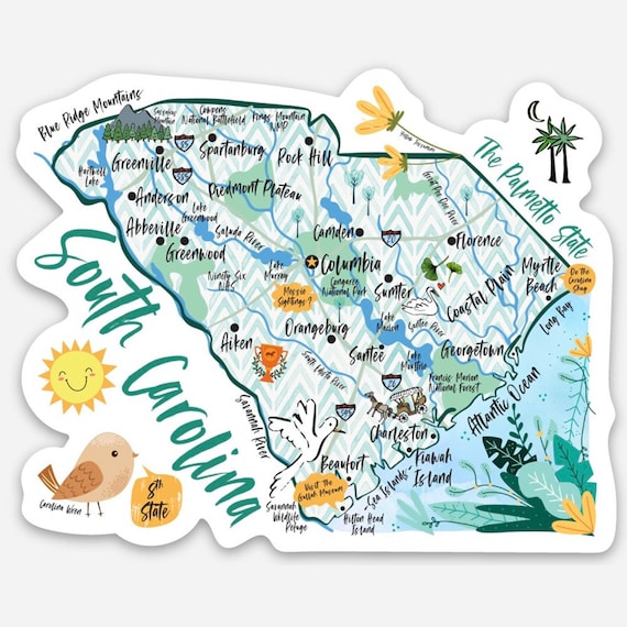 South Carolina State Vinyl Sticker - Etsy