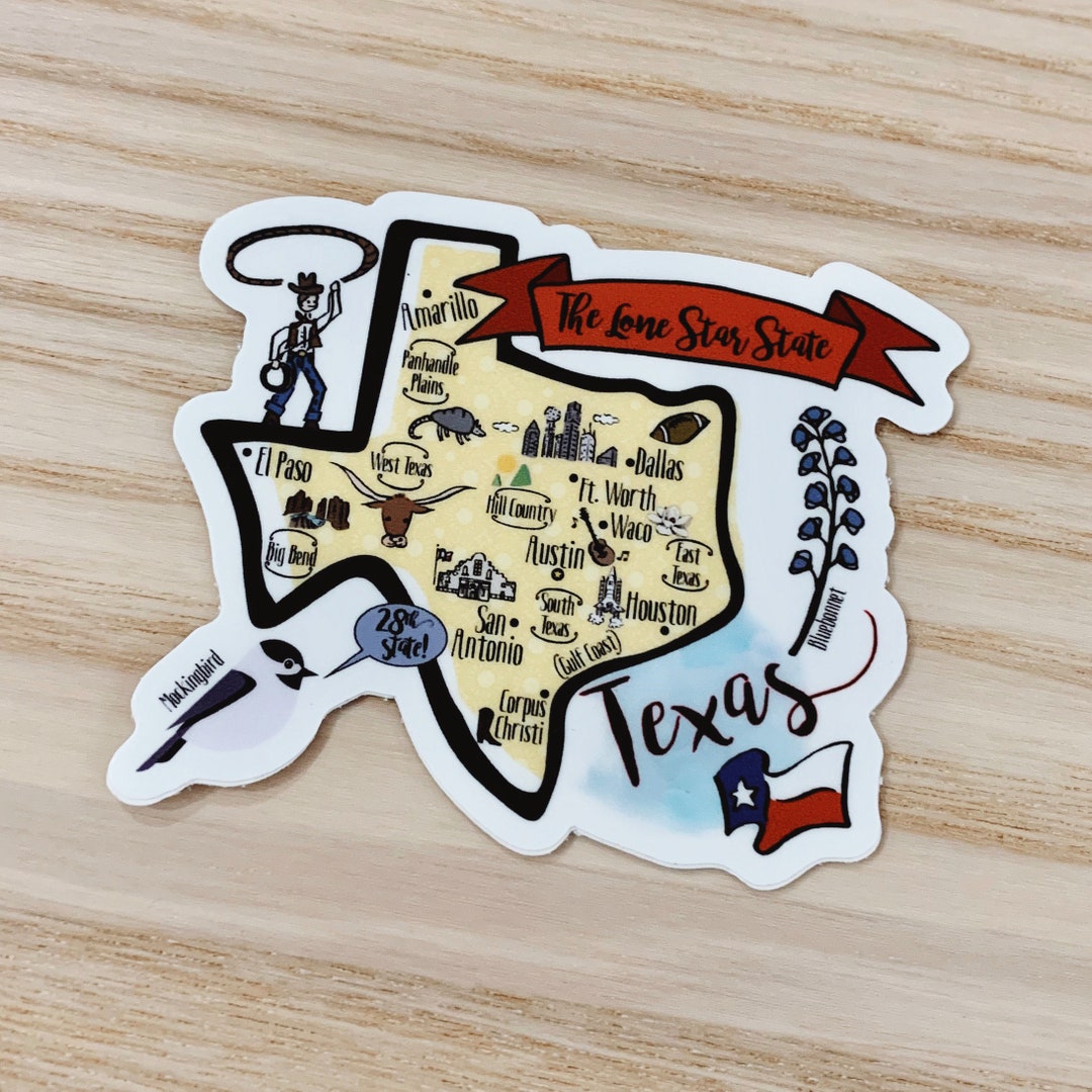 Texas State Vinyl Sticker - Etsy