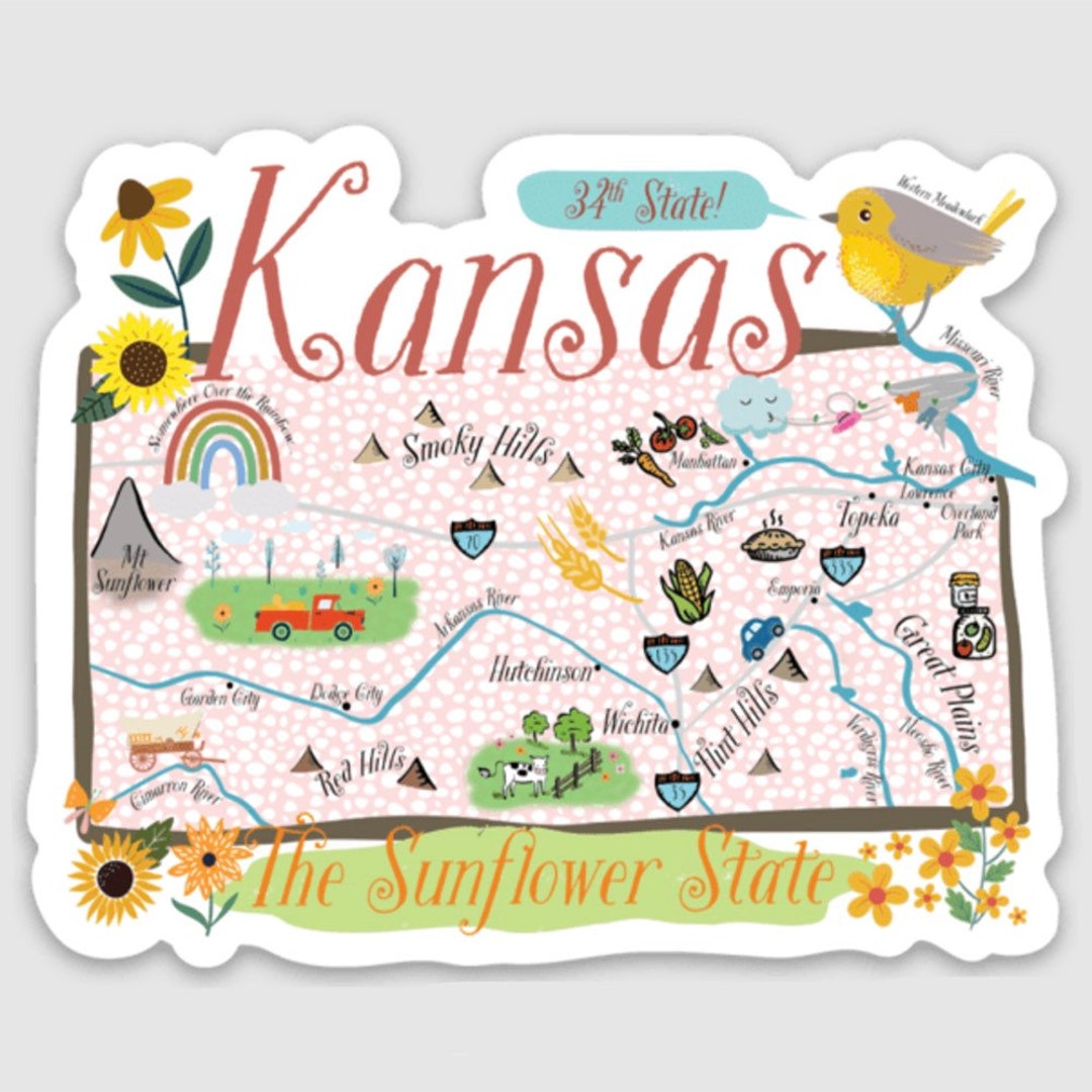 Kansas State Vinyl Sticker - Etsy