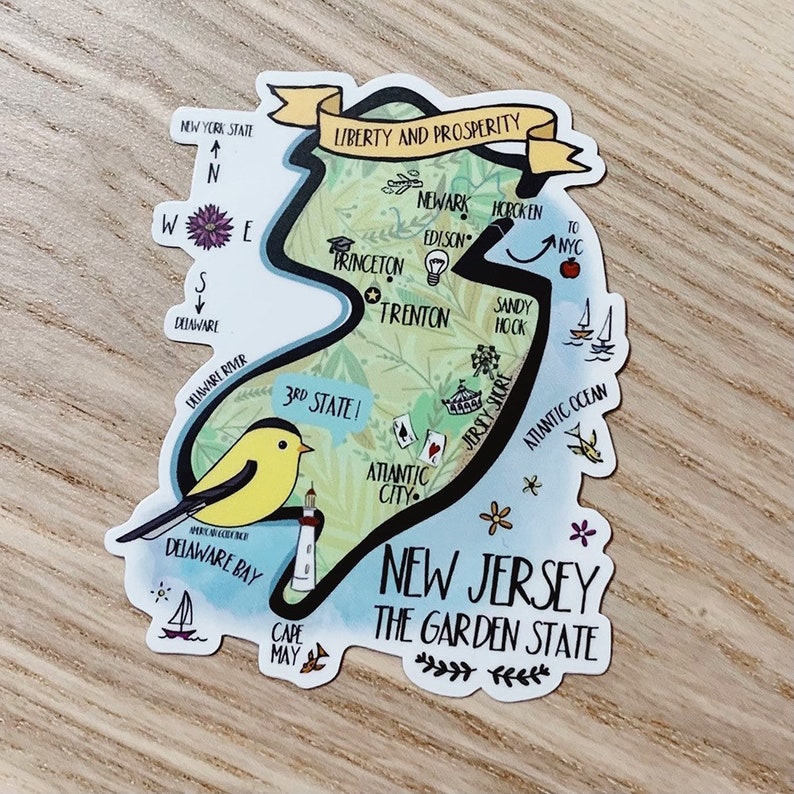 New Jersey State Vinyl Sticker - Etsy