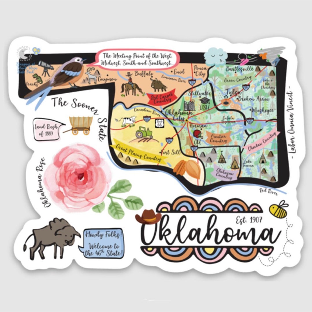 Oklahoma State Vinyl Sticker - Etsy