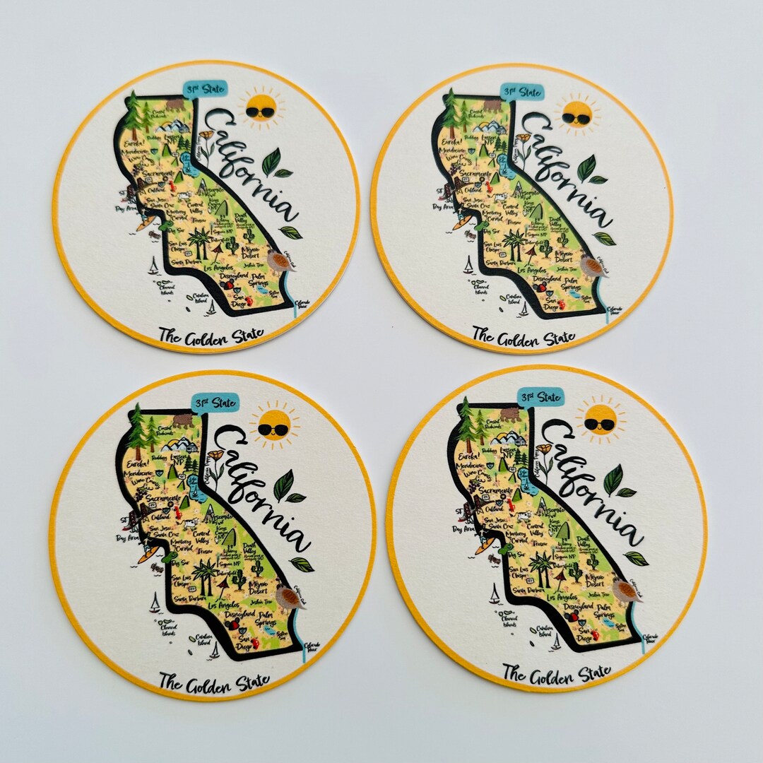 California Pulpboard Coasters Set of 4 - Etsy