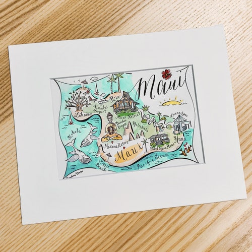 Maui Neighborhood Map Print Handlettered Map of Maui - Etsy