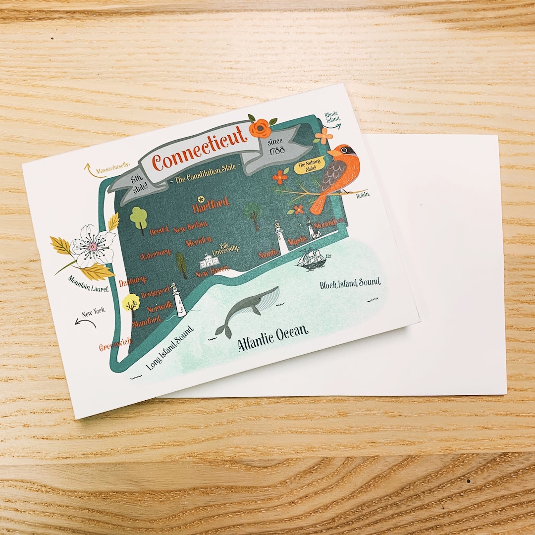 Connecticut Note Card - Etsy