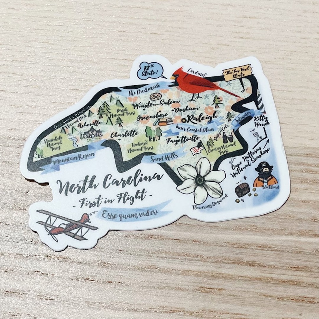 North Carolina State Vinyl Sticker - Etsy