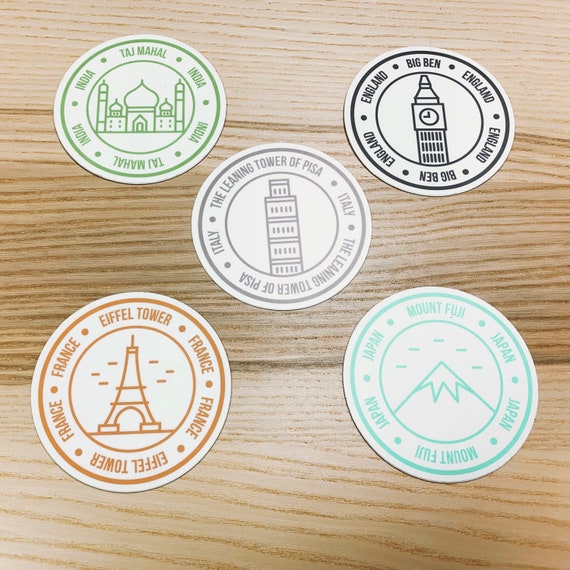 World Icons Vinyl Sticker Set | Etsy