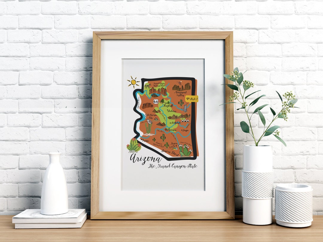 Arizona Map Art Print - Etsy