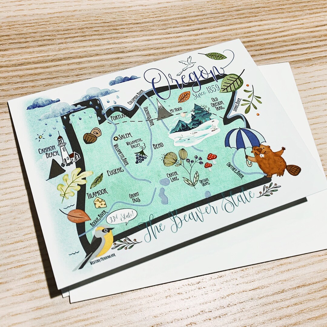 Oregon Note Card - Etsy