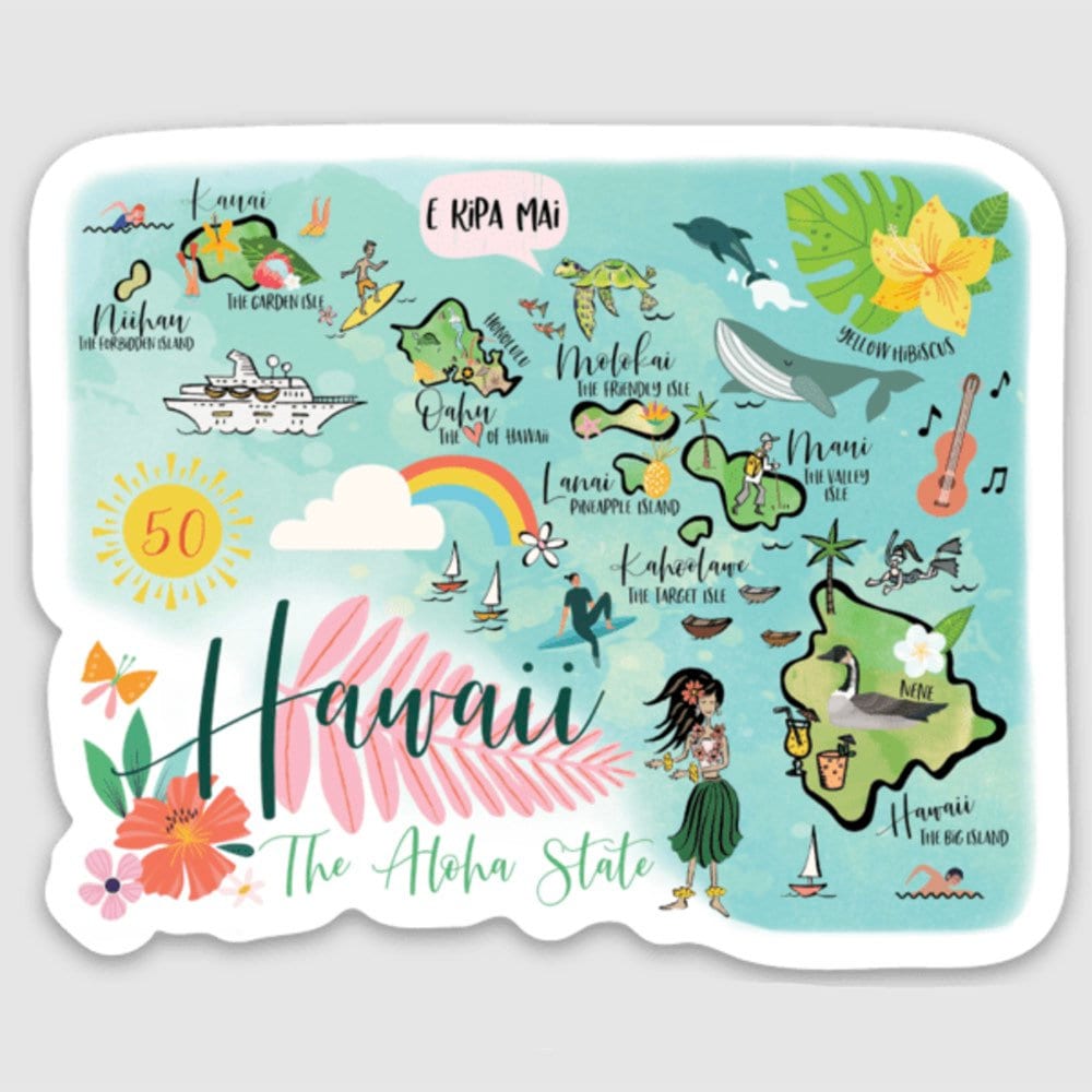 Hawaii State Vinyl Sticker | Etsy