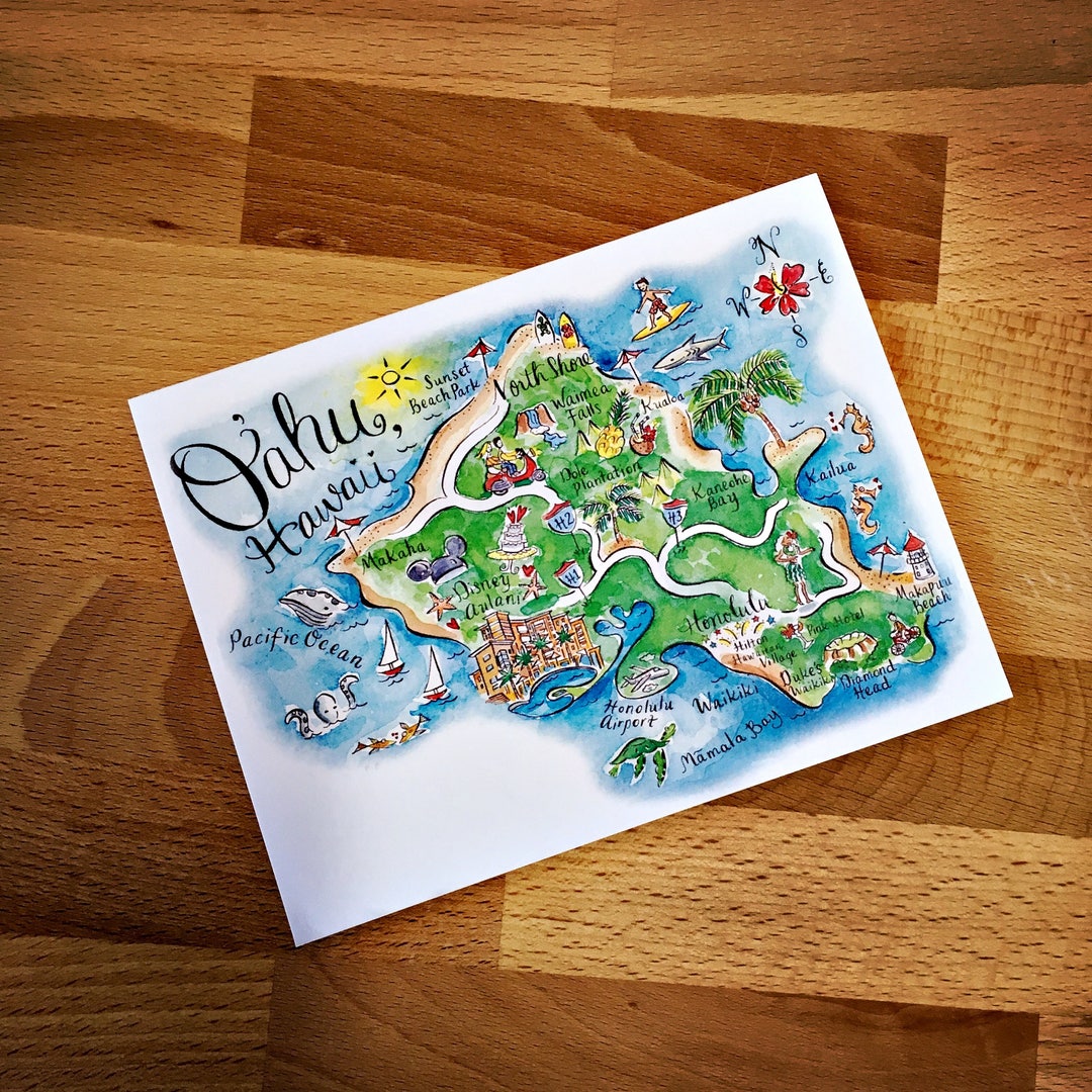 Oahu, Hawaii Note Card - Etsy