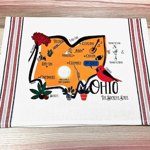 Ohio State Map Kitchen/tea Towel - Etsy