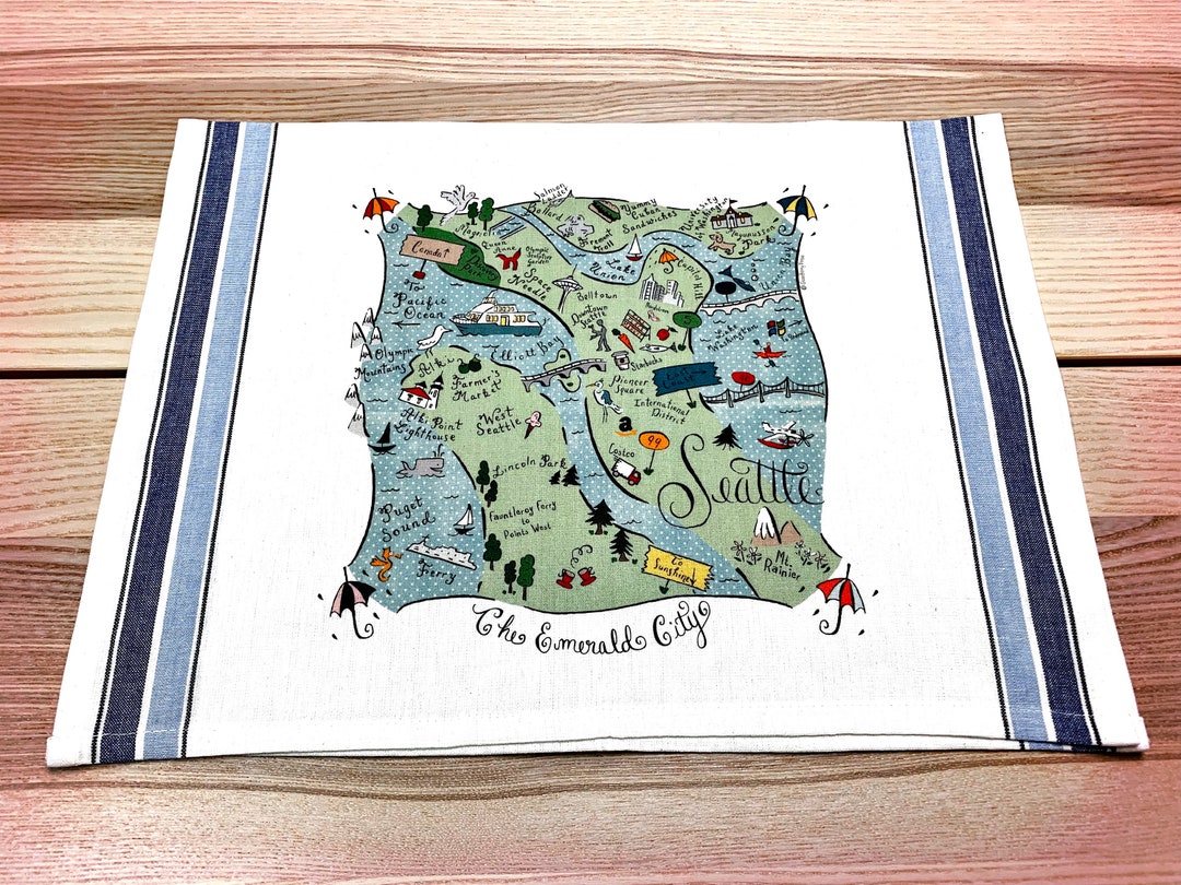 Seattle Map Kitchen/tea Towel - Etsy