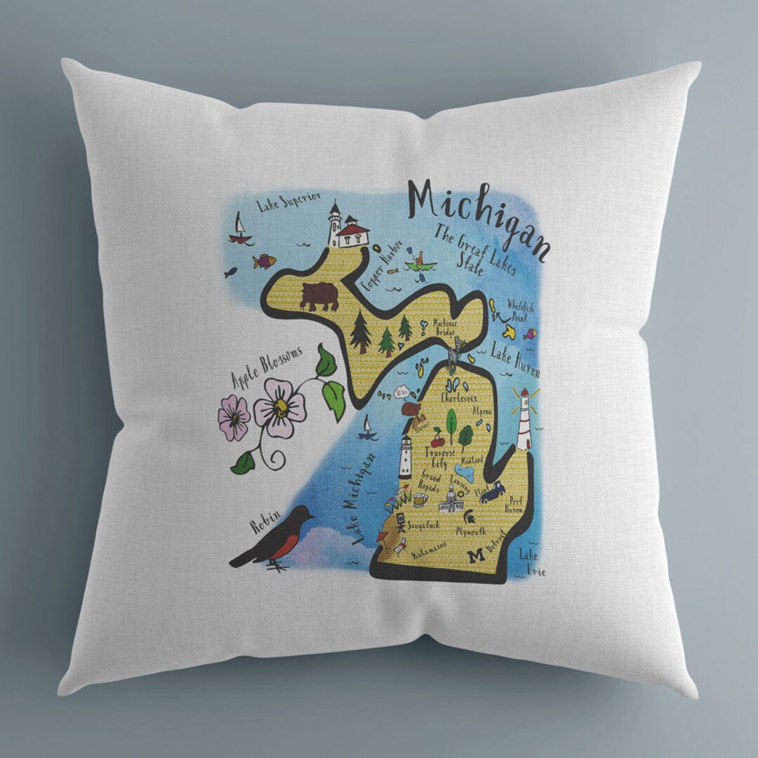 Michigan Canvas Pillow Cover - Etsy