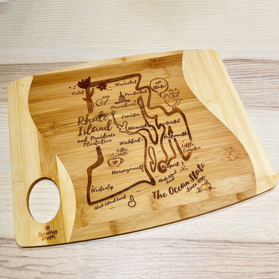 Rhode Island Illustrated Map Bamboo Charcuterie Board - Etsy Rhode Island Illustrated Map Bamboo Charcuterie Board - Etsy