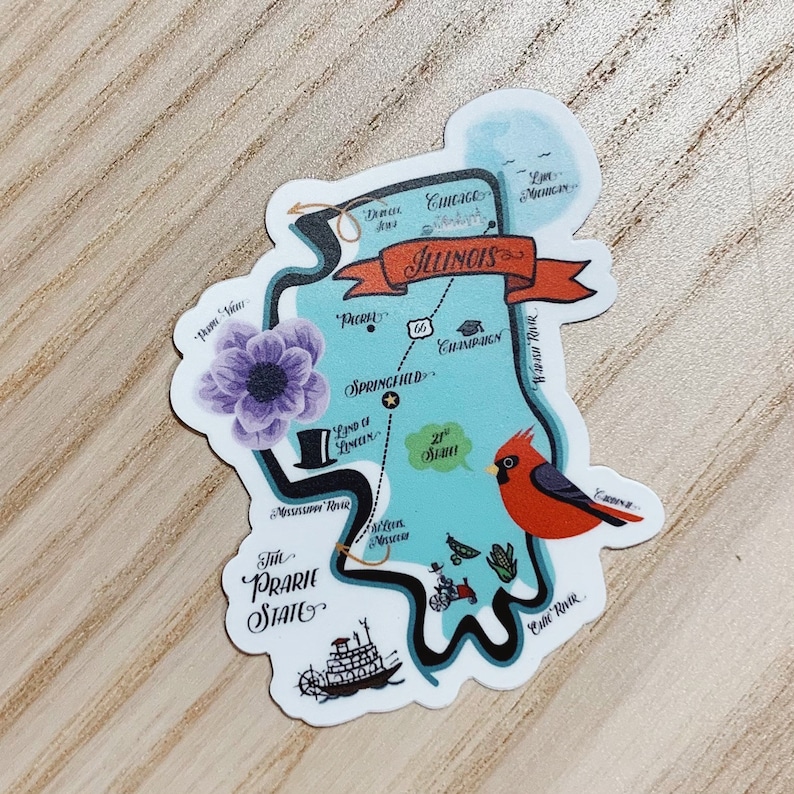 Illinois State Vinyl Sticker - Etsy