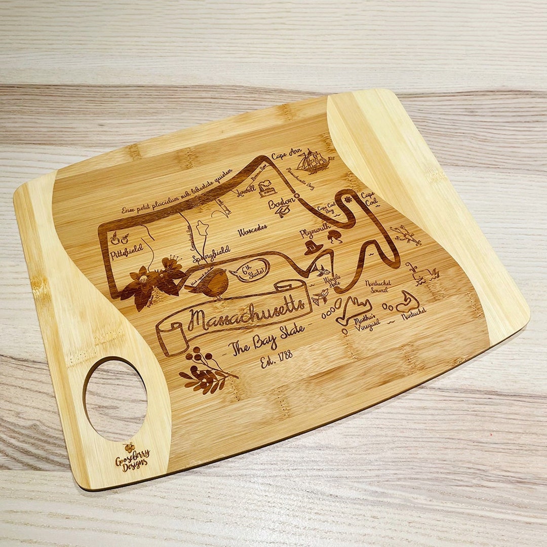 Massachusetts Bamboo Charcuterie Board - Etsy
