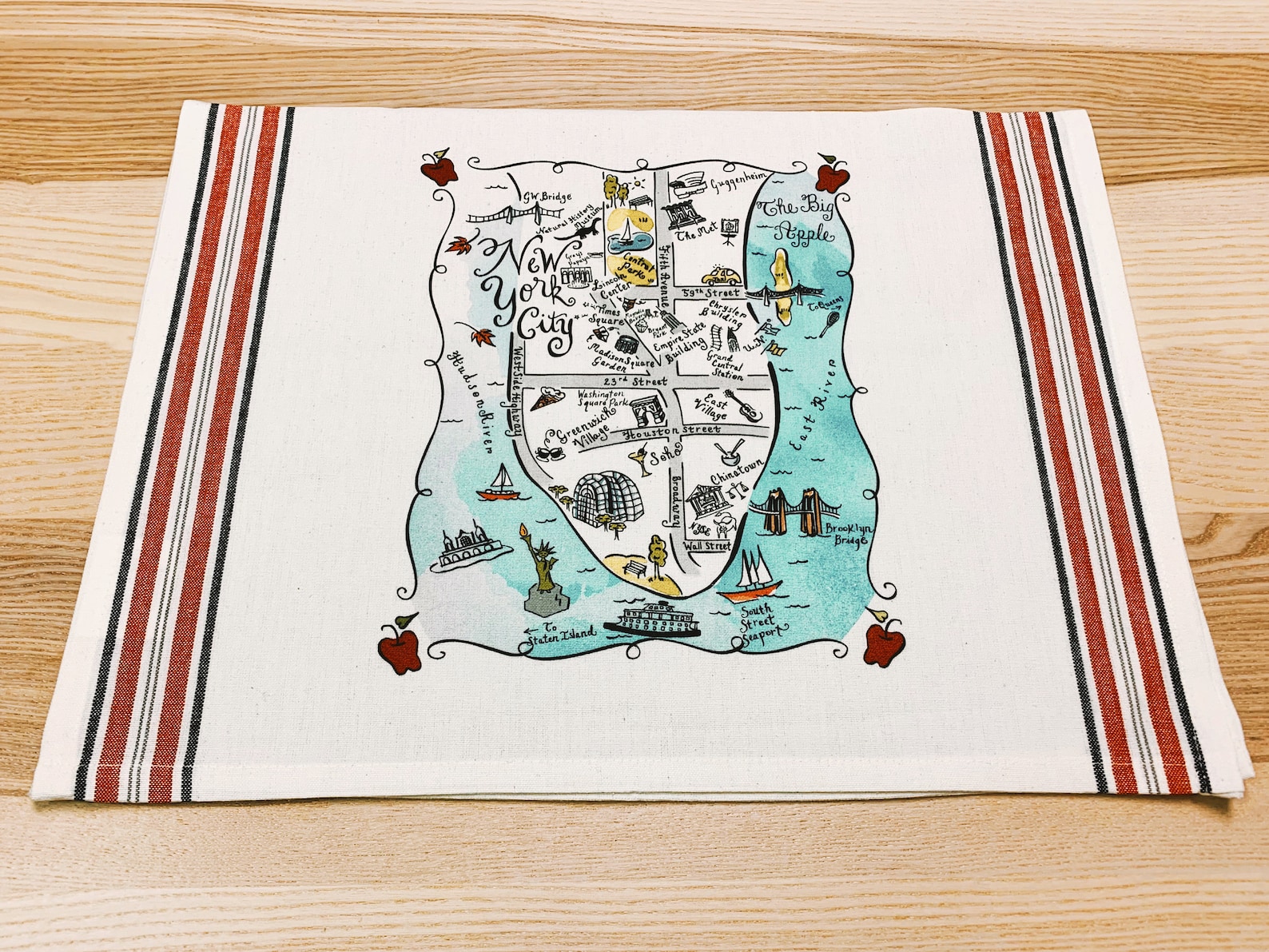 New York City Map Kitchen/tea Towel | Etsy