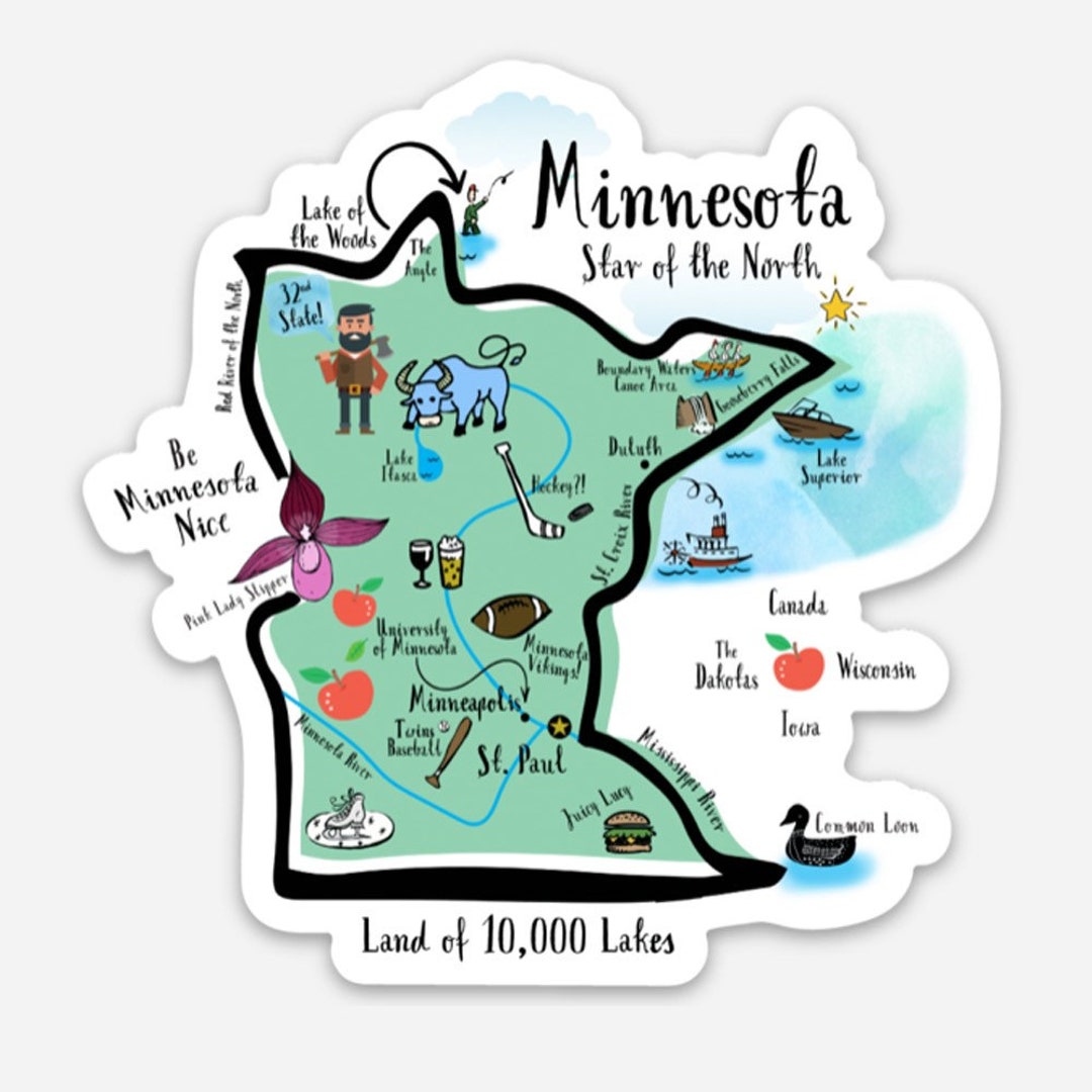 Minnesota State Vinyl Sticker - Etsy