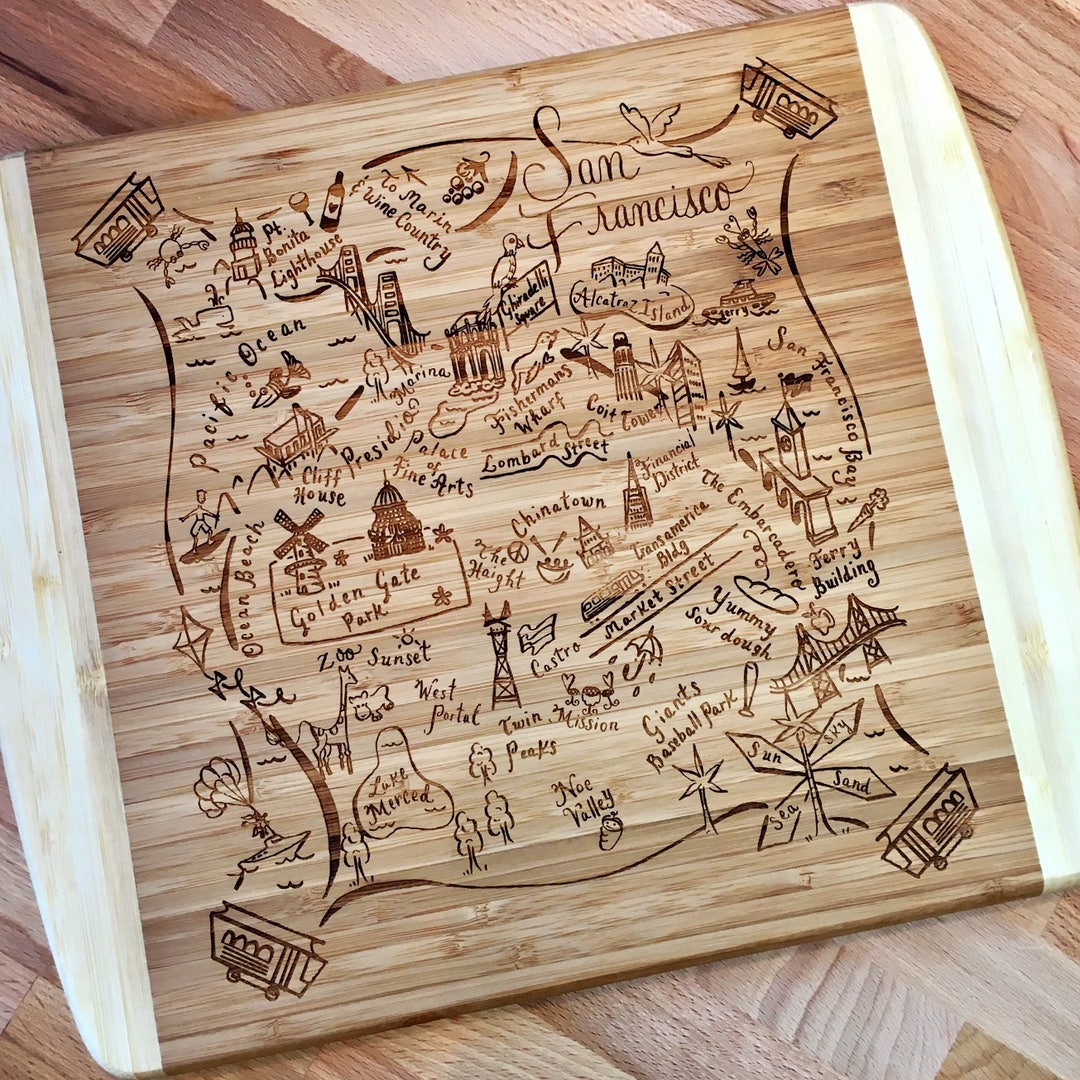 San Francisco Bamboo Cheese Board Small design 1 - Etsy