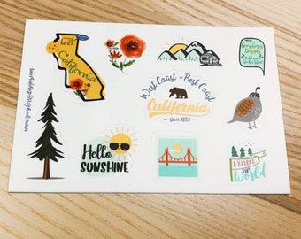California Vinyl Sticker Sheet - Etsy