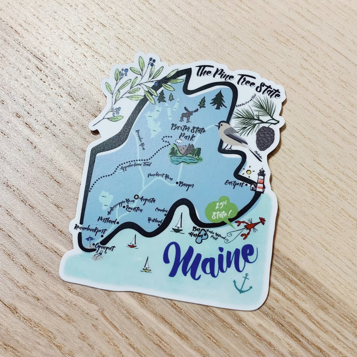 Maine State Vinyl Sticker - Etsy