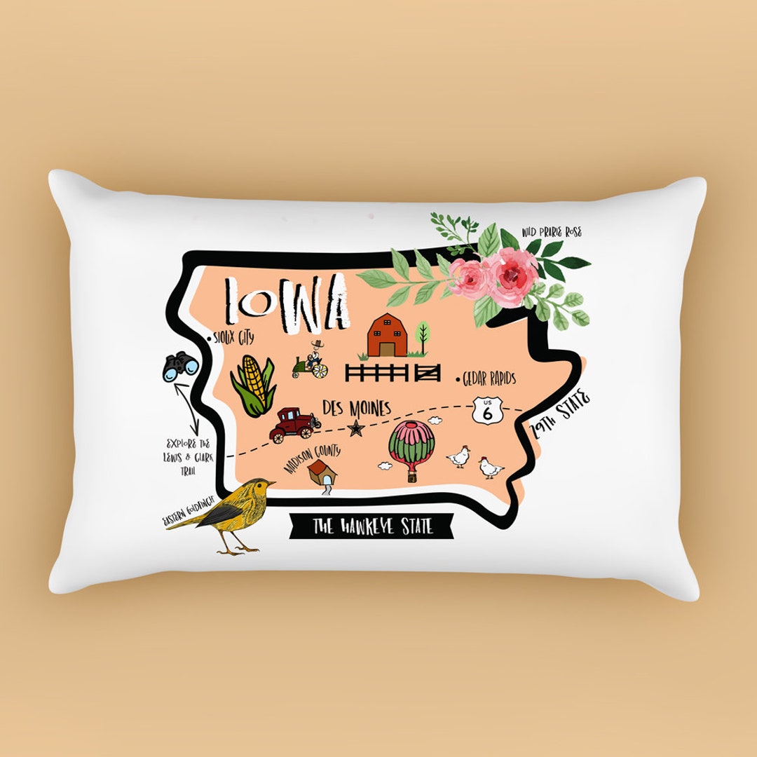 Iowa Canvas Pillow Cover - Etsy