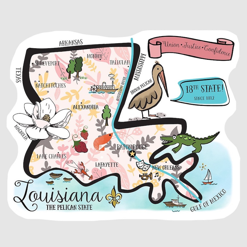 Louisiana State Vinyl Sticker - Etsy