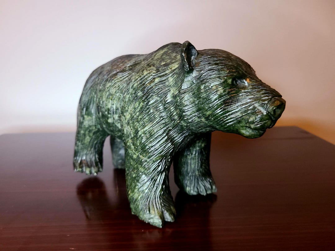 Bear Stone Statue, Green Bear Sculpture Handmade in Africa - Etsy