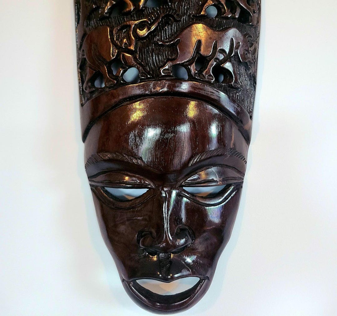 African Mask Handmade in Africa, Featuring Safari Animals - Etsy